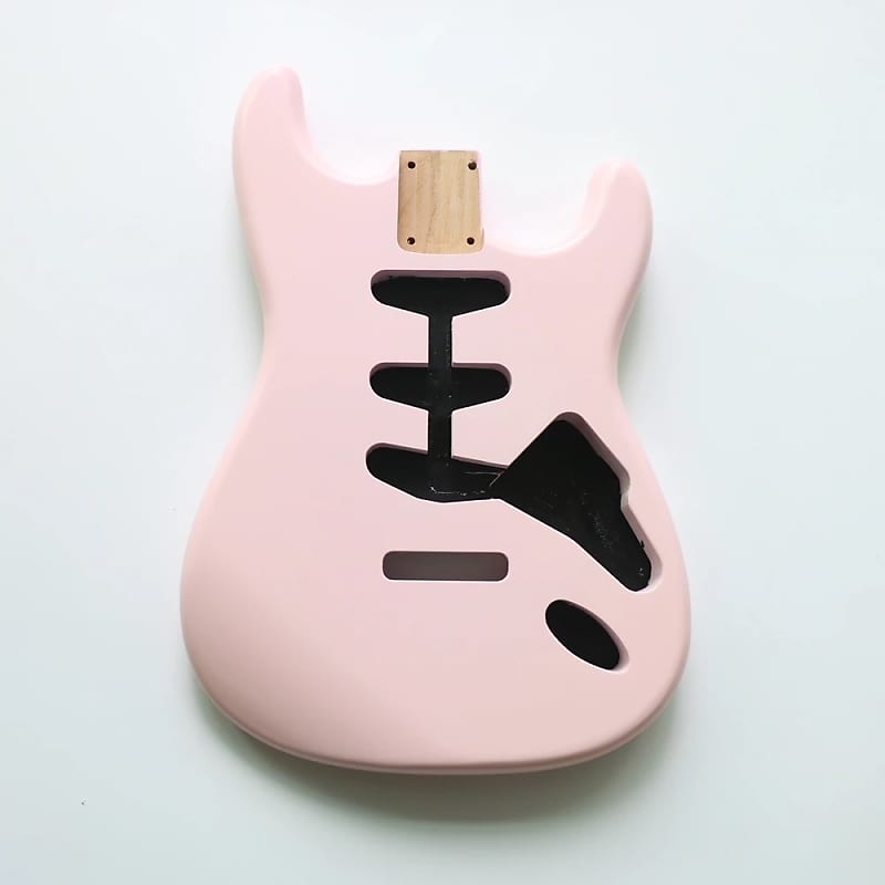 Alder Wood Shell Pink Color Strat Guitar Body in Nitro Satin | Reverb