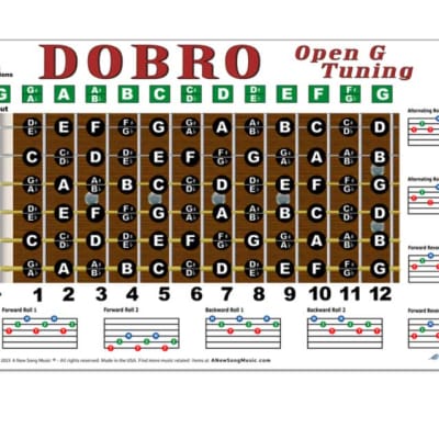Laminated Dobro G Tuning Resonator Chord Poster Chart 11x17 | Reverb