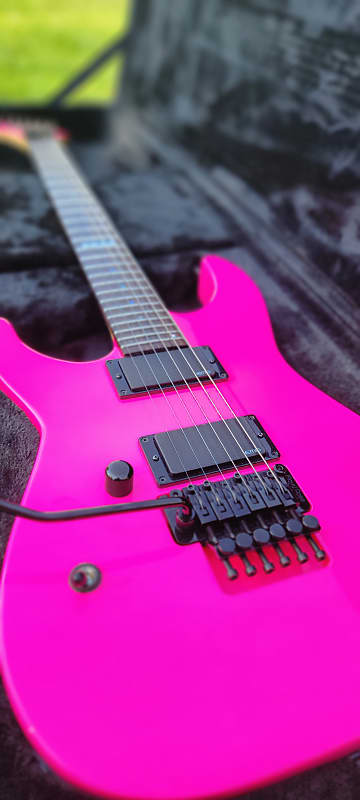 Lefty ESP MII 2012 - Flourescent pink left handed guitar | Reverb
