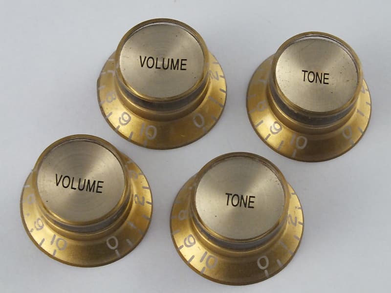 Gold Gold-Cap Reflector Knobs Top Hat Mirror fits Epiphone | Reverb