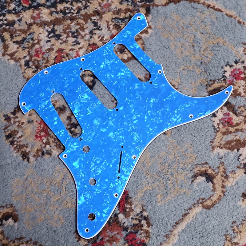 Allparts Strat-style Pickguard 3-Ply 11 Hole - Blue Pearloid | Reverb