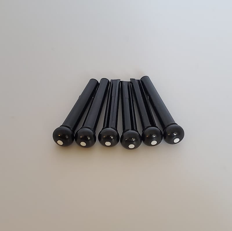 AGO black bridge pins w/ white dot set (6pcs) | Reverb