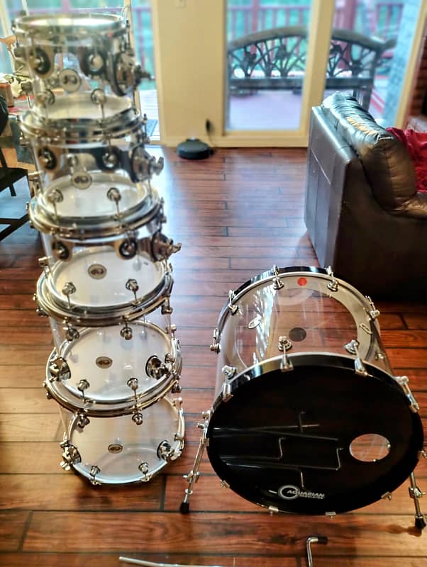 6 Piece DW Design Acrylic Drum Set with Padded Cases | Reverb