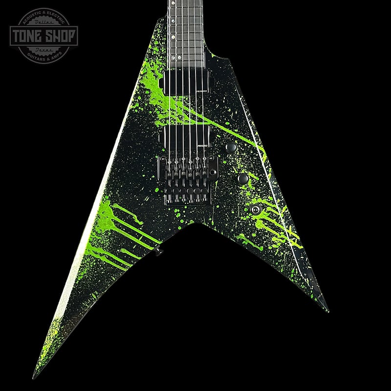 ESP USA V-II Alien Blood Splatter NTB Floyd Rose Black | Reverb