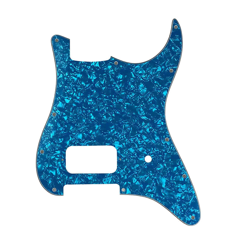 11-Hole Single Humbucker Strat Pickguard - 4Ply Blue Pearl | Reverb