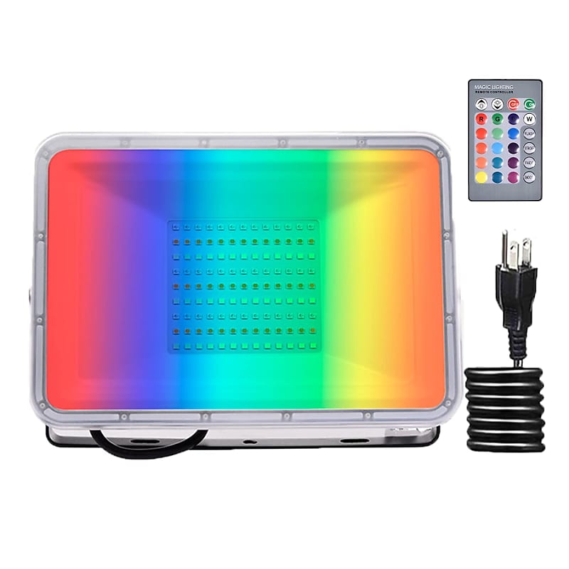 100W Rgb Led Flood Lights Outdoor With Remote Control, Ip67 | Reverb