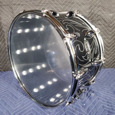 HERCH Steel Snare Drum 14x8 black engraved | Reverb