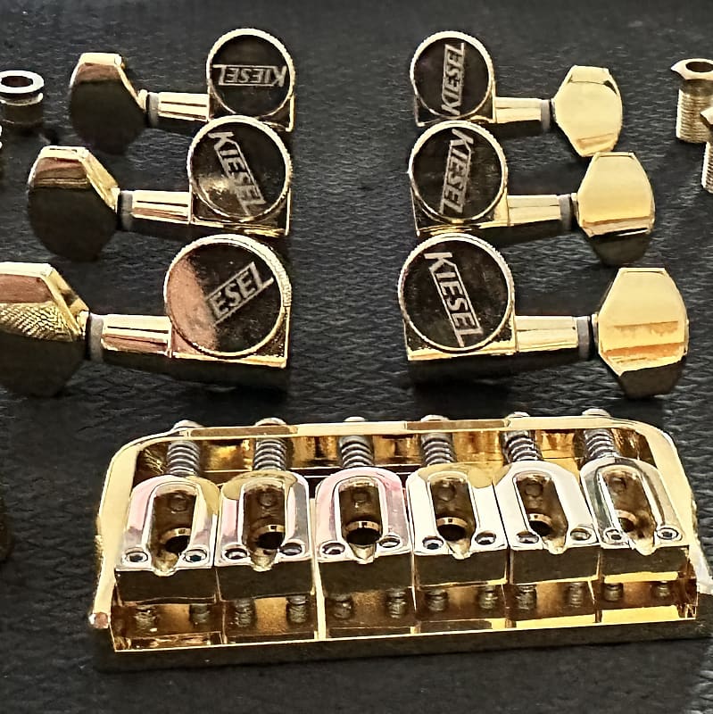 Kiesel 6 string hardware set 2018 - Gold, 3+3 tuners, hipshot | Reverb