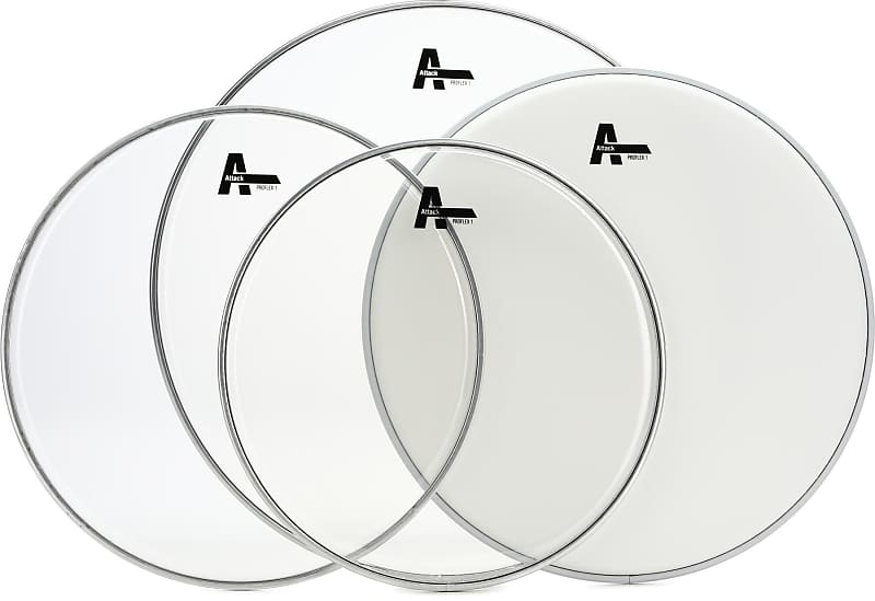 Attack Proflex 1 Clear 4-piece Drumhead Pack (2-pack) Bundle | Reverb