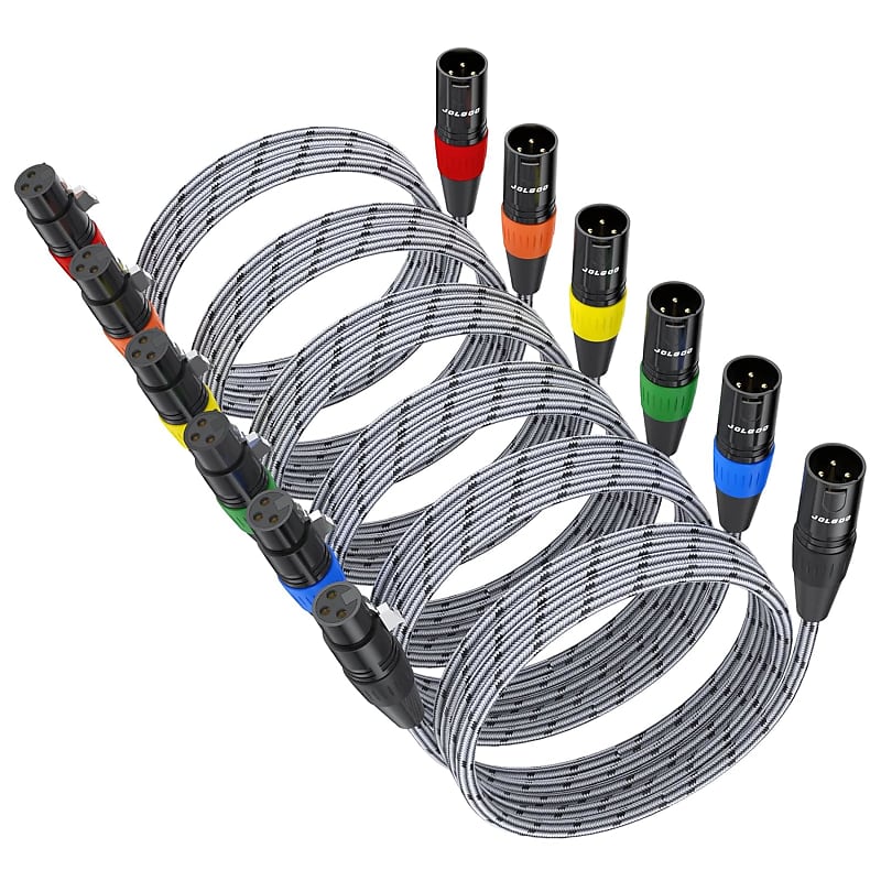 XLR Cables 6.6 ft 6 Packs, DMX Cable, XLR Male to XLR Female | Reverb