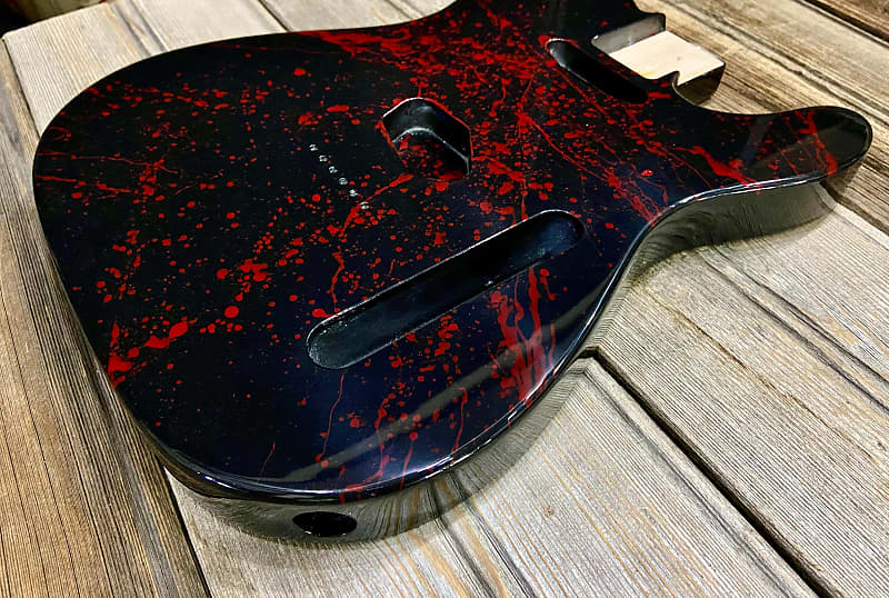 Custom Body Telecaster Bloody splatter / 2 Alder / Red/Black | Reverb