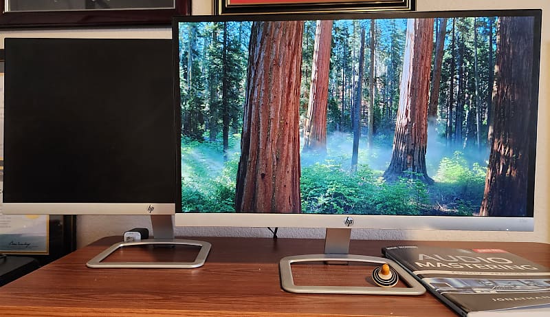 Pair of HP 23er/23es computer monitors. 2017 | Reverb