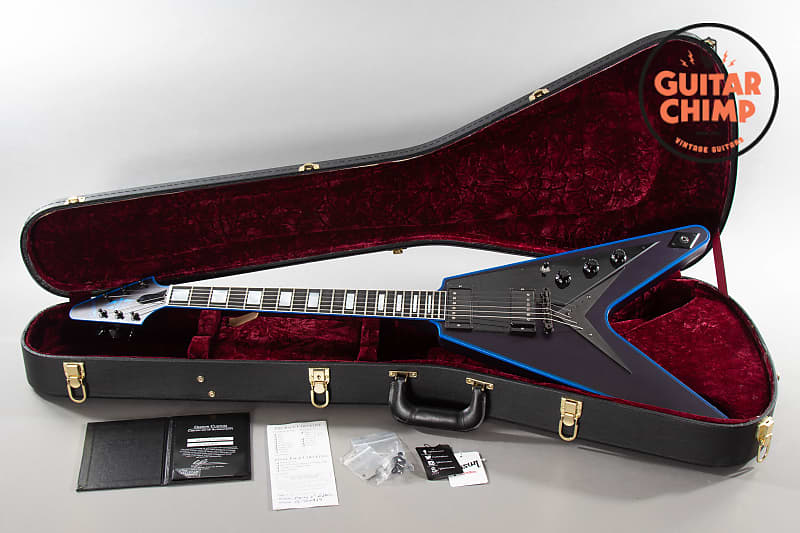 2017 Gibson Custom Shop Flying V Custom Satin Blue Widow | Reverb