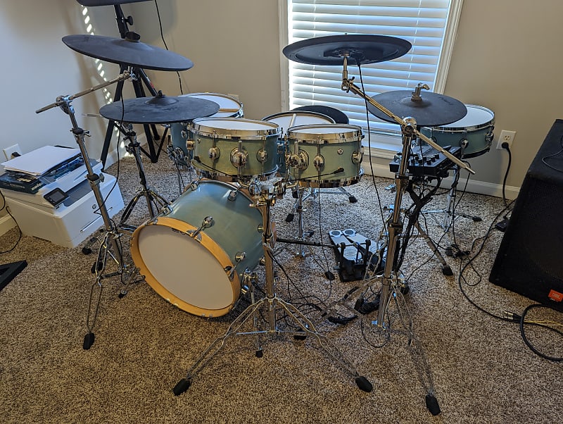 Custom Electronic Acoustic Drum Kit, Roland TD-27 / Cymbals | Reverb