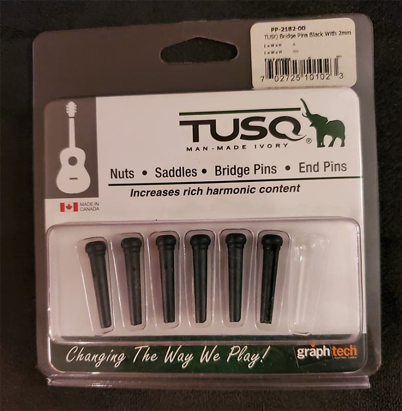 Graph Tech TUSQ- PP-2182-00-Guitar Bridge Pins-Black with 2mm | Reverb