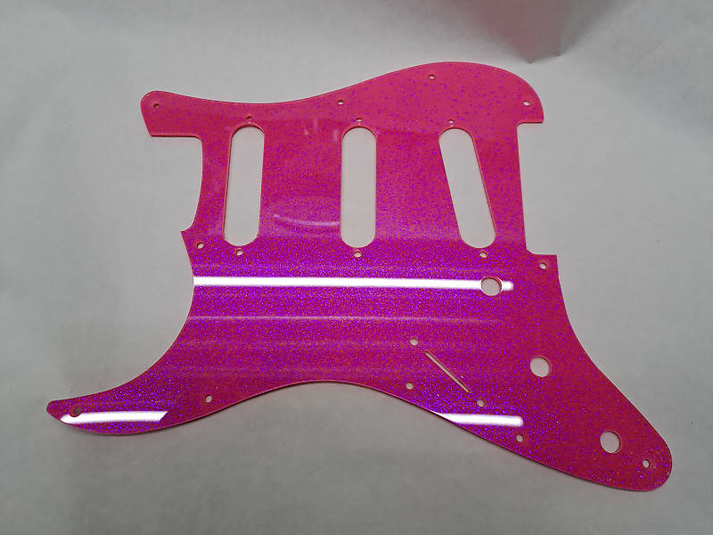 Lefty Left Handed Hot Pink Sparkle Glitter SSS pickguard Fits | Reverb