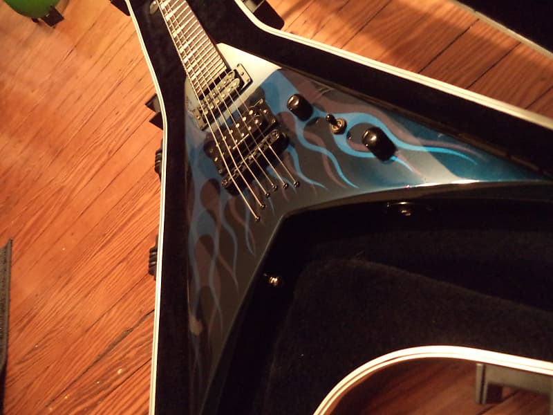 Jackson Ghost Flames King V flying MIJ Japan 1990s Blue Ghost | Reverb