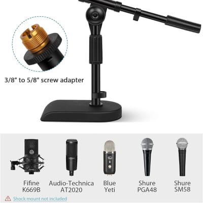 Adjustable Desk Microphone Stand, Weighted Base with Soft | Reverb