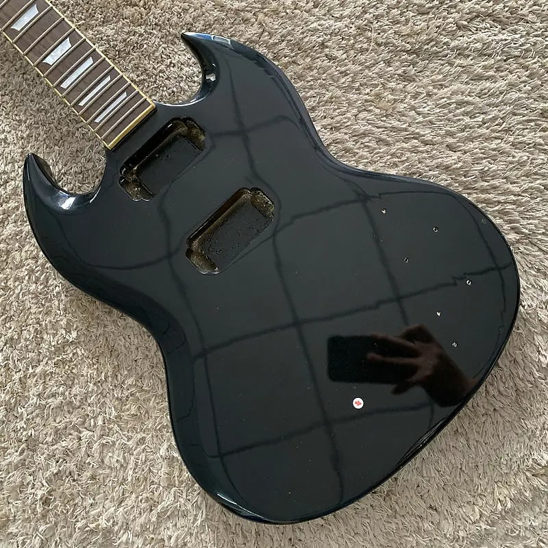 Glossy Black SG Style Guitar Solid Basswood Body with Maple | Reverb