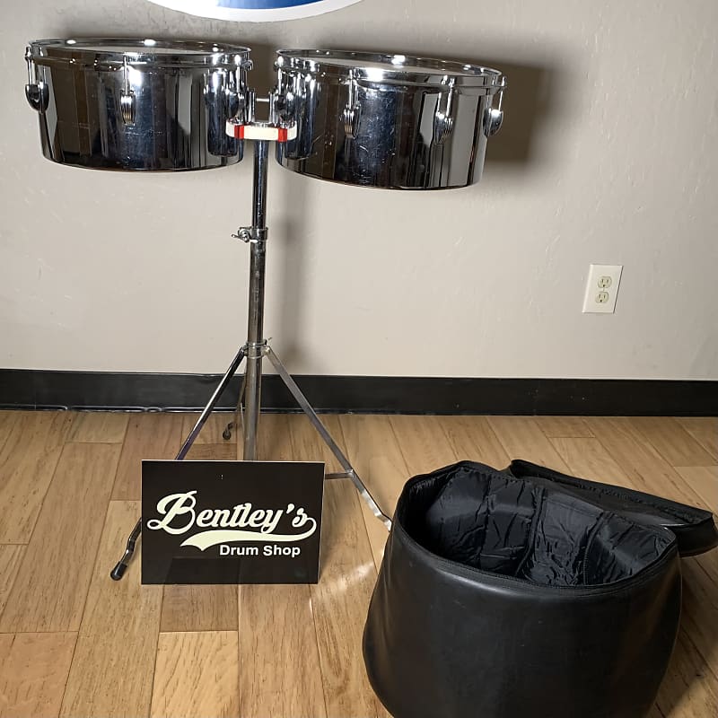 1970s Ludwig Chrome Timbale Set w/ Stand & Black | Reverb Australia