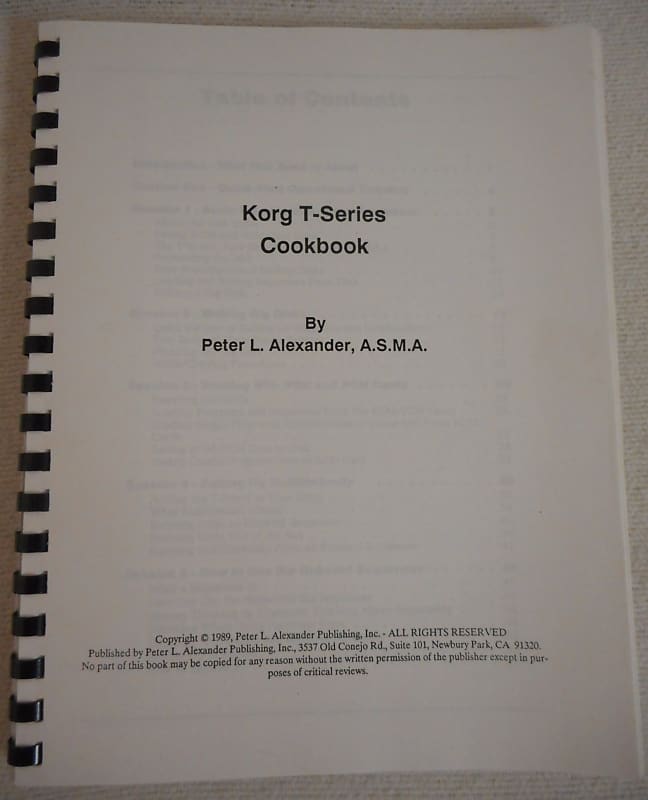 Korg Vintage T-Series Synthesizer Cookbook 1989 | Reverb