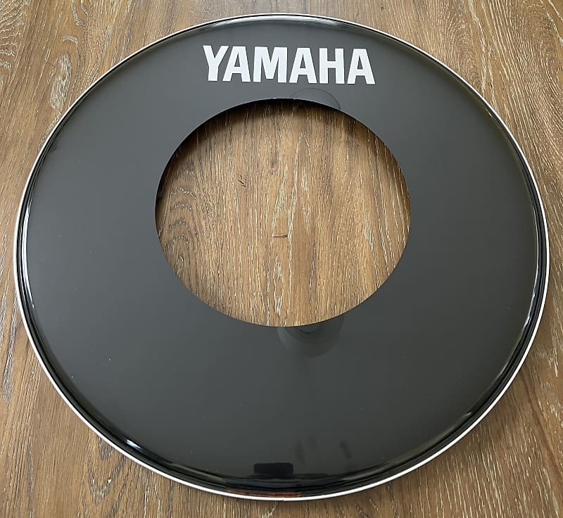 Yamaha SH24-250BLH 24" Logo Bass Drum Head Black NOS Free | Reverb