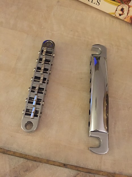 Gibson 7 String bridge & tailpiece for Les Paul & SG Chrome | Reverb