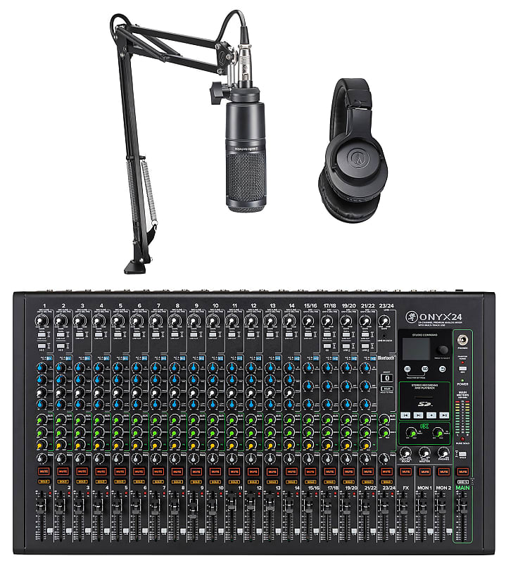 Mackie ONYX24 24-Channel Mixer USB/Bluetooth+Audio Technica | Reverb