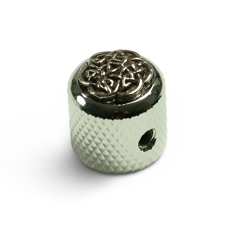 Q-Parts Mini Dome Knob, CELTIC WEAVE INLAY ON CHROME, | Reverb