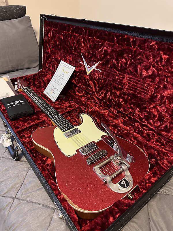 Fender Custom Shop Relic Telecaster - Red sparkle (Double tv | Reverb