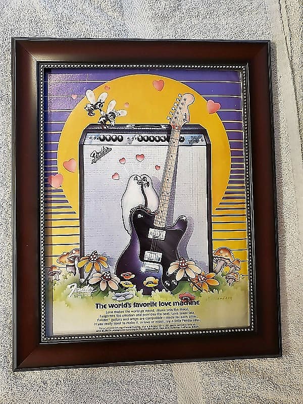1973 Fender Guitars Promo Ad Framed "Love Birds" Telecaster | Reverb