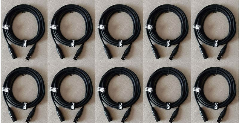 10 Mic Microphone Cables 10 ft XLR Male to XLR Female by PROX | Reverb