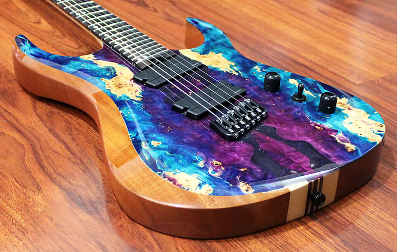 Halo Merus 6 String Multi-Scale Guitar Stabilized Maple Burl | Reverb