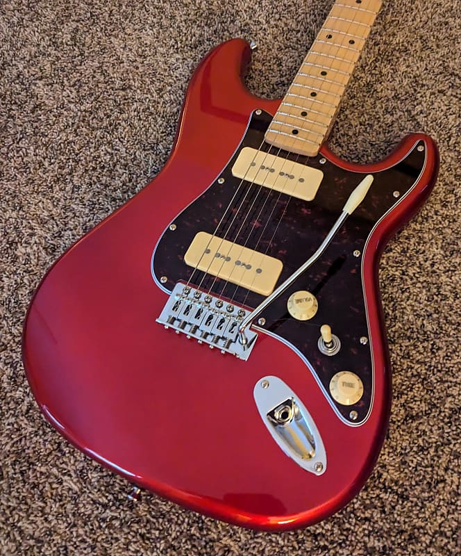 SX Hawk MN Candy Apple Red P90 Stratocaster Style Guitar - | Reverb