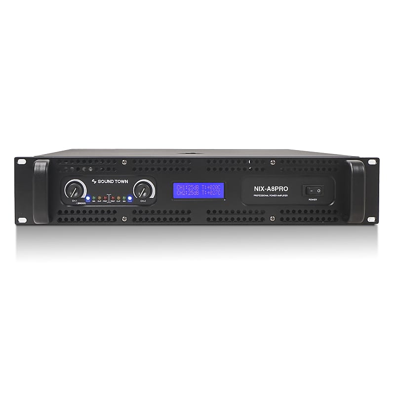 NIX-A8PRO | 2-Channel 1800W Rack Mountable Professional Power | Reverb