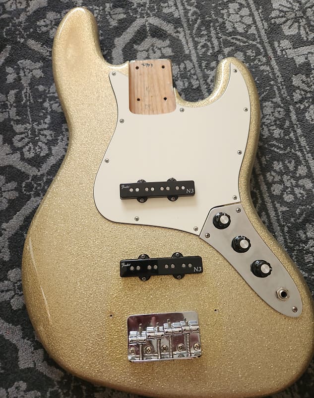 Gold Heavy Metal Flake Jazz Bass Body Fully Loaded | Reverb