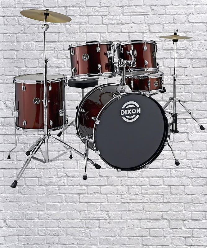 Dixon Riot Five Piece Cherry Red Drum Kit | Reverb