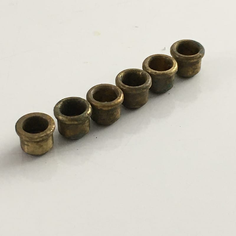6 Relic Aged Brass Tele Body String Ferrules Relic for Custom | Reverb