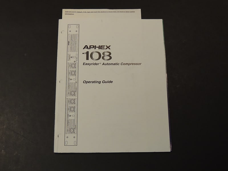Aphex 108 Automatic Compressor Operating Guide [Three Wave | Reverb