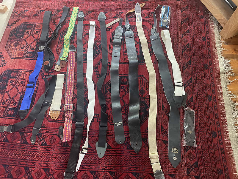 17 Various guitar straps 3 leather strap-locks some vintage | Reverb