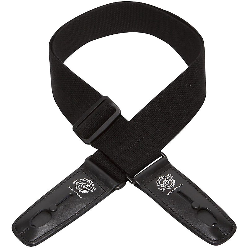 Lock-It Straps 2" Cotton Locking Guitar Strap Black | Reverb