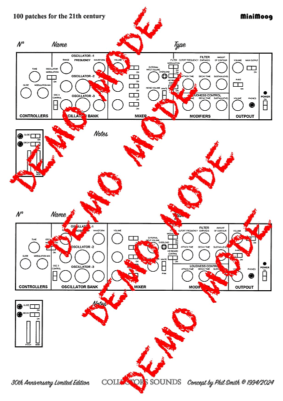 Patch chart 30th Anniversary Limited Edition from Moog | Reverb UK