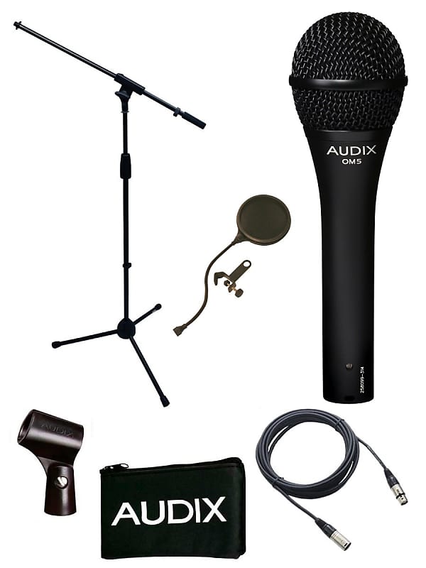 Audix OM5 Microphone Bundle with Mic Boom Stand, XLR Cable | Reverb