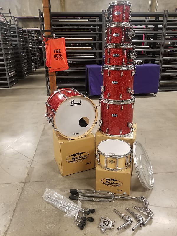 6- piece Pearl Master's maple complete- Vermillion Red | Reverb