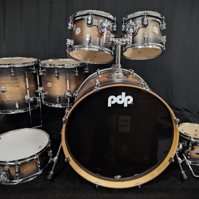 PDP Concept Maple 7-Piece Shell Pack Charcoal Satin Burst | Reverb