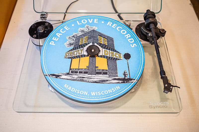 Mitchell Syncro Turntable 1982 - Clear Glass | Reverb