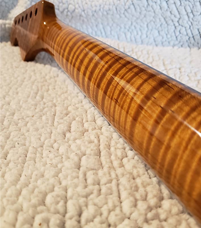 USA made 5A + Roasted flame maple neck.Rounded edges,NO fret | Reverb