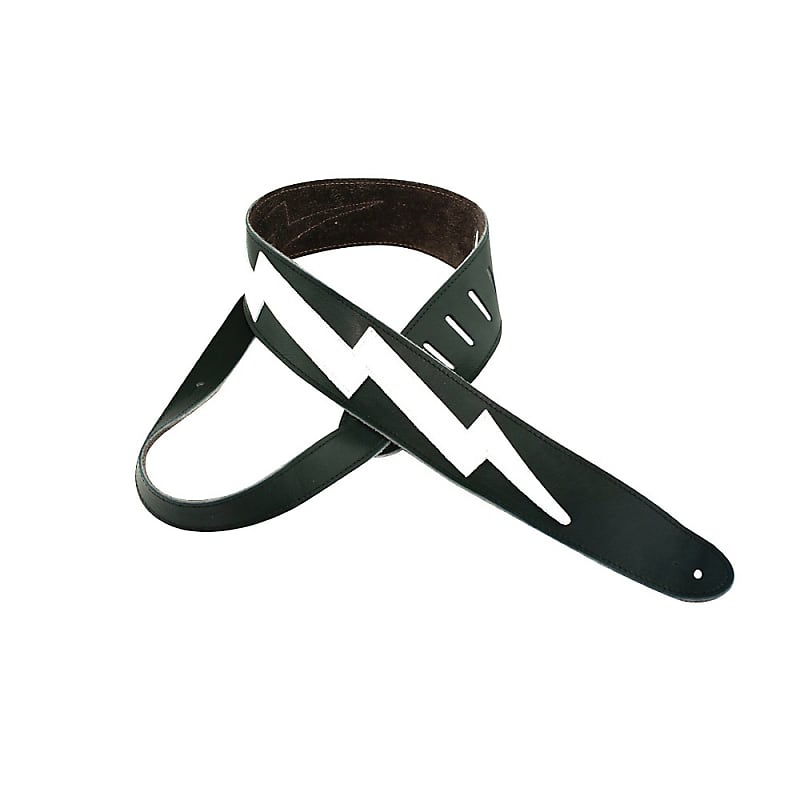 Perri's 2.5" Italian Leather Guitar Strap With Lightning Bolt | Reverb