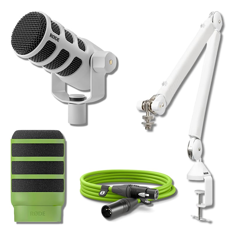Rode PodMic USB Dynamic Broadcast Microphone (White) with | Reverb