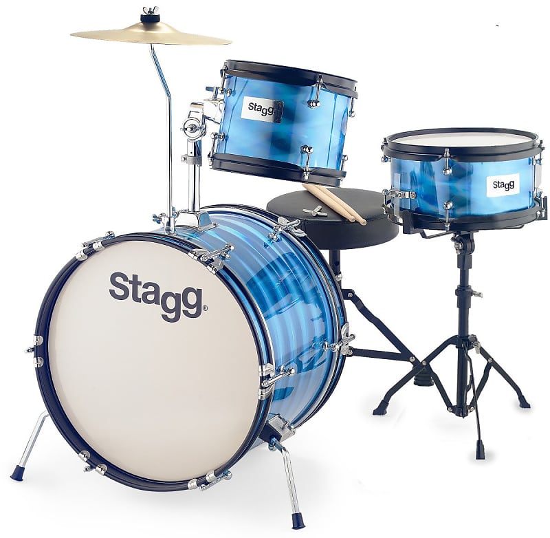Stagg 3-Piece Junior Drum Set with Hardware 8/10/16 - Blue - | Reverb